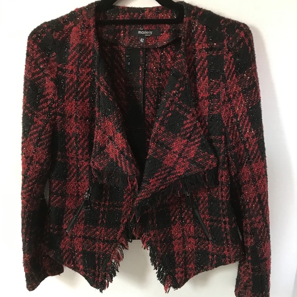 Mariely | Jackets & Coats | Mariely Paris Tweed Red And Red And Black ...